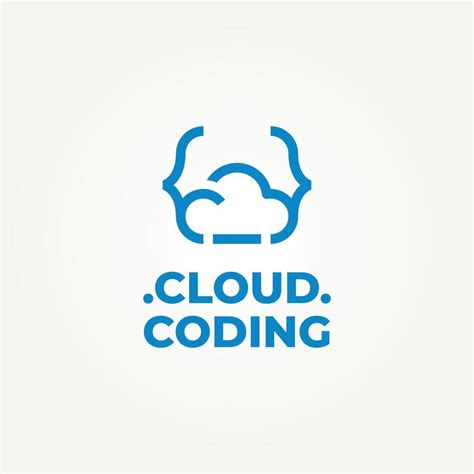 Minimalist Cloud Coding Line Art Label Logo Illustration Design Simple