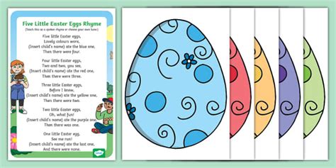 5 Little Easter Eggs Rhyme Learning Materials