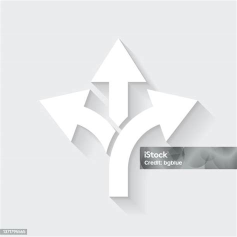 3방향 방향 화살표입니다 빈 배경에 긴 그림자아이콘 플랫 디자인 갈림길에 대한 스톡 벡터 아트 및 기타 이미지 갈림길 벡터 일러스트레이션 Istock