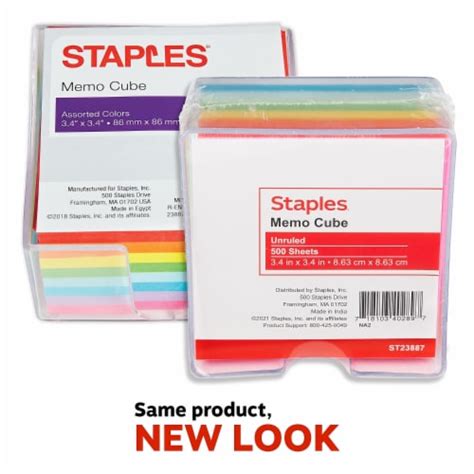 Staples Memo Cube Memo Pad 3 4 X 3 4 Unruled Assorted Colors 500 Sh Pad 23887 1 Kroger