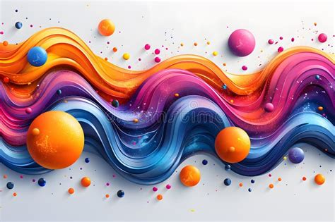 Vibrant Abstract Waves And Spheres Colorful Modern Art For Design Print Poster Generative Ai