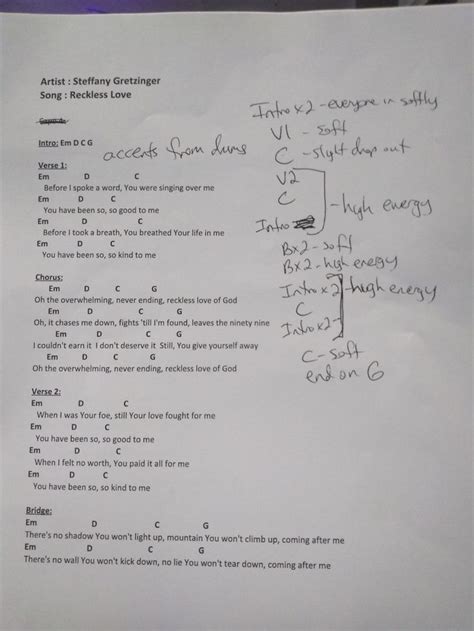 Reckless Love Chords And Lyrics Guitar Chords For Songs Ukulele