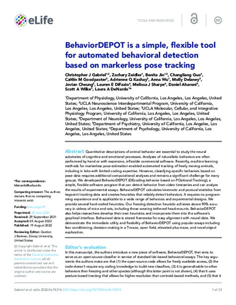 Pdf Behaviordepot Is A Simple Flexible Tool For Automated Behavioral