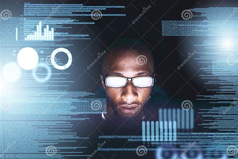 Black Man Overlay And Hacker With Cybersecurity On Fraud Or Cloning For Credit Card