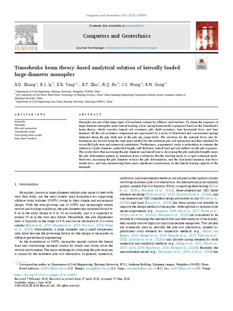 2023 Zhang Et Al Timoshenko Beam Theory Based Analytical Solution