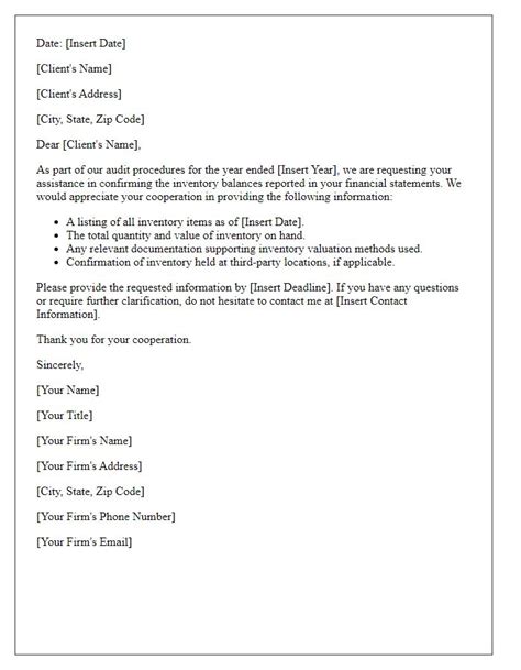Letter Template For Audit Evidence Request Free Samples In PDF Letterin