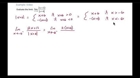 evaluating limits with absolute value in the denominator youtube