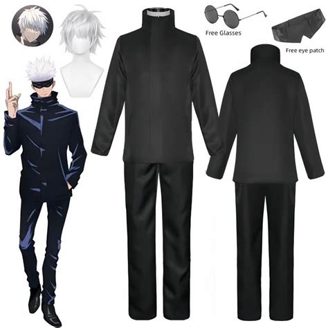 Jujutsu Jjk Manga Anime Satoru Gojo Cosplay Costume Eye Patch Wigs Free
