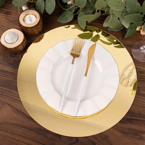 Efavormart 10 Pack Gold Mirror Plastic Charger Plates For Table Setting