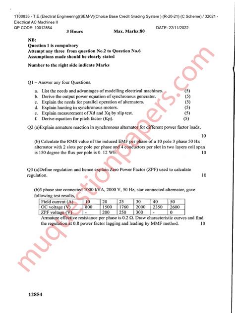 Be Electrical Engineering Semester 5 2022 December Electrical Ac