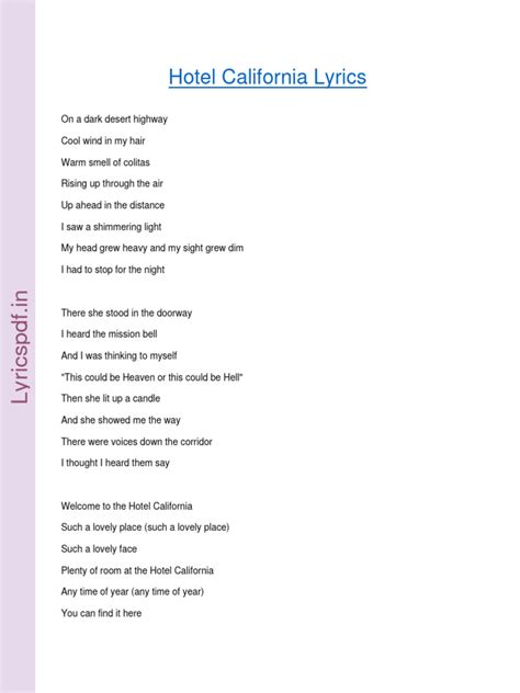 Hotel California Lyrics Explained