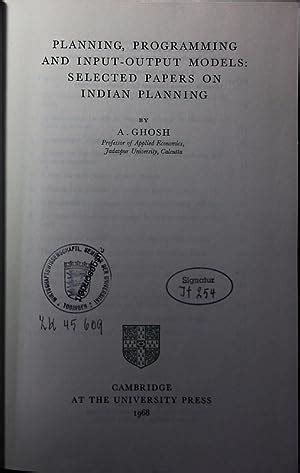 Planning Programming And Input Output Models Selected Papers On