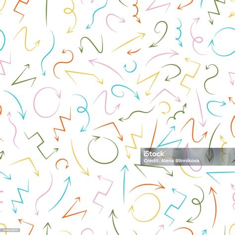 색칠된 화살표의 매끄러운 패턴입니다 위 아래 왼쪽 오른쪽 방향 원 안의 화살표 날카롭고 물결 모양의 포인터 유형 가리키기에 대한