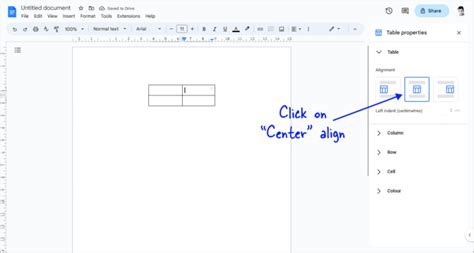 How To Center A Table In Google Docs