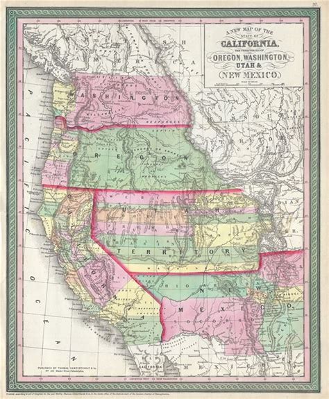 A New Map Of The State Of California The Territories Of Oregon