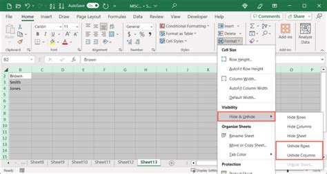 How To Unhide The First Column Or Row In Excel Worksheets
