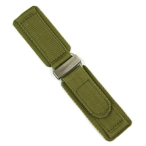 Drab Olive Nylon Hook N Loop Watch Band Stainless Steel B R Bands