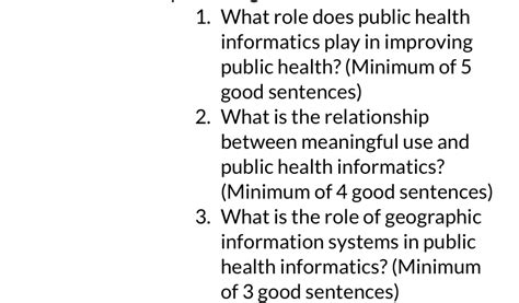 Solved What Role Does Public Health Informatics Play In