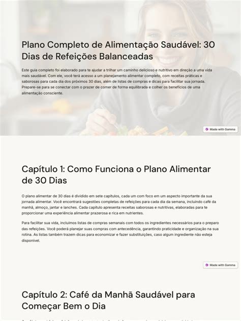 30 Dias De Refeições Balanceadas Pdf Alimentos Almoço