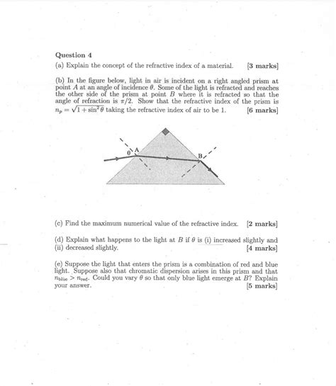 Solved Question A Explain The Concept Of The Refractive Chegg