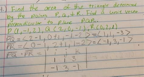 solved find the area of the triangle determined by the