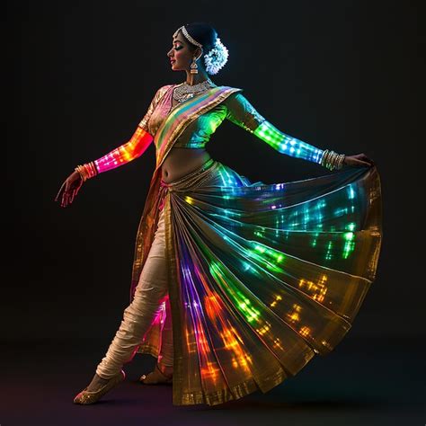 A Classical Indian Dancer Executing A Graceful Dance Move Premium Ai