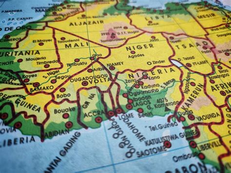 Nigeria Country Map And Major Cities Around It On Physical Map Stock