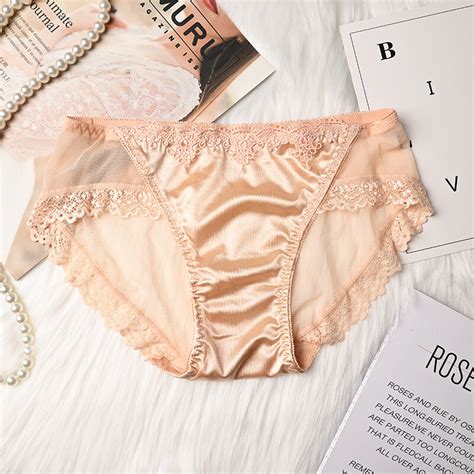 6 Packs Lot Sexy Women Satin Panties Full Briefs Lace Sheer Underwear