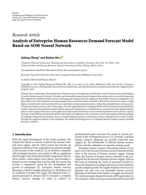 Analysis Of Enterprise Human Resources Demand Forecast Model Based On Som Neural Network Pdf