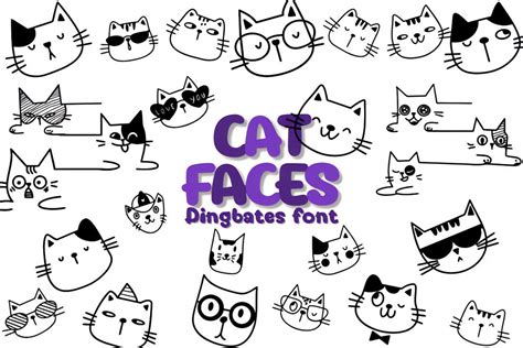 Cat Faces Font Cute Cat Face Otf Ttf Font Kitty Face Cat Face Otf Font Ttf Font Etsy