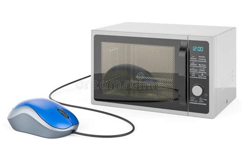 Microwave Oven With Computer Mouse 3d Rendering Stock Illustration