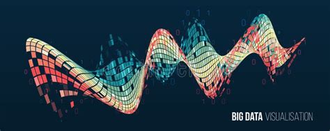Spiral Array With Dynamic Particles Abstract Grid Design Stock Vector