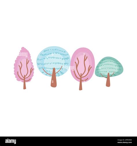 Different Type Tree Element On White Background Stock Vector Image
