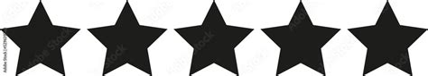 Five Black Stars In A Row 0 5 Rating Review System Isolated Png