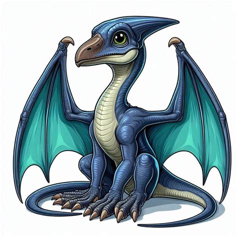 Cute Pterodactyl Vector Cartoon Illustration White Background Premium Ai Generated Vector