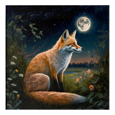 Fox In The Moonlight Acrylic Print Zazzle