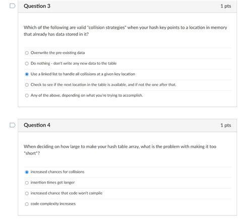 Solved U Question Pts A Hash Function For A Hash Table Chegg