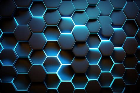 Premium Photo Realistic Blue Hexagon Pattern Background Illustration Ai Generative