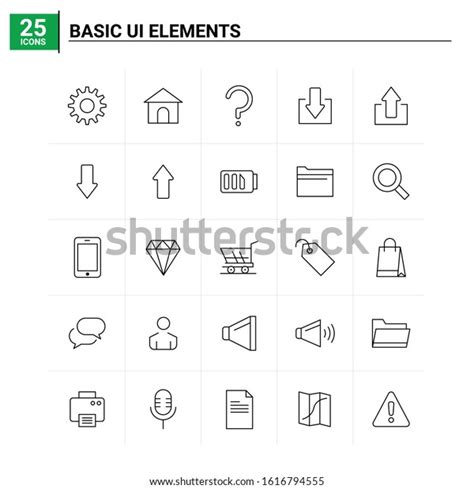 Basic Ui Elements Icon Set Stock Vector Royalty Free Shutterstock