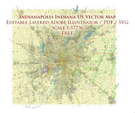Indianapolis Indiana Us Vector Map Free Editable Layered Adobe