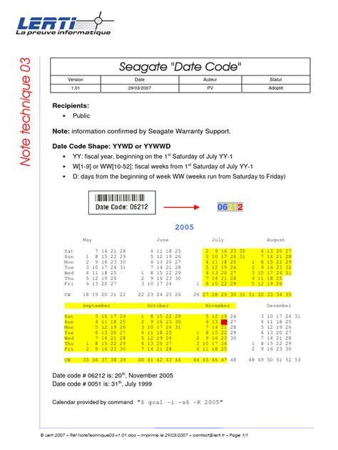 Seagatedatecode Notetechnique03 V101 Pdf