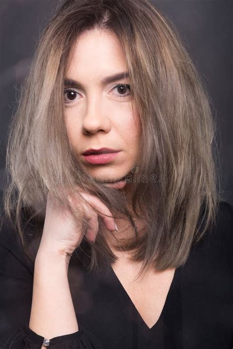 Close Up Of Model Having Look With Professional Make Up Stock Image