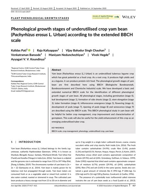 Phenological Growth Stages Of Underutilised Crop Yam Bean Pachyrhizus