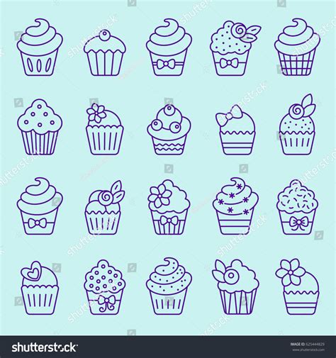 Cupcake Icon Set Stock Vector Royalty Free 625444829 Shutterstock