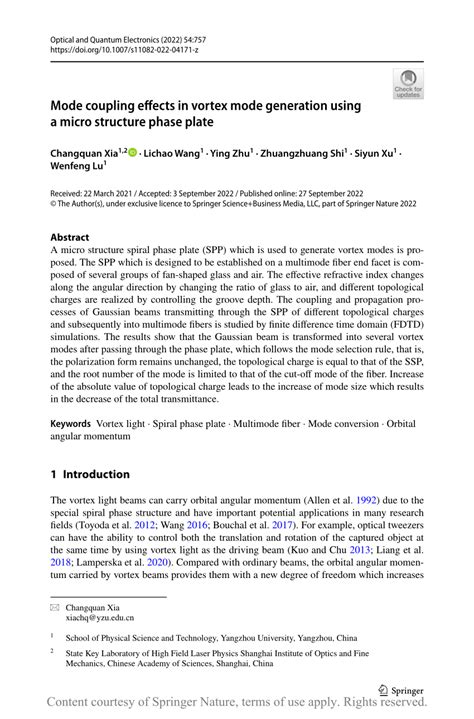Mode Coupling Effects In Vortex Mode Generation Using A Micro Structure