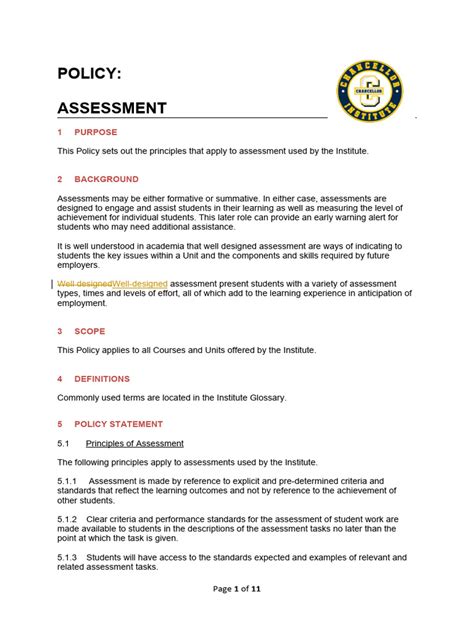 56 Policy Assessment V2 Typos Pdf Educational Assessment