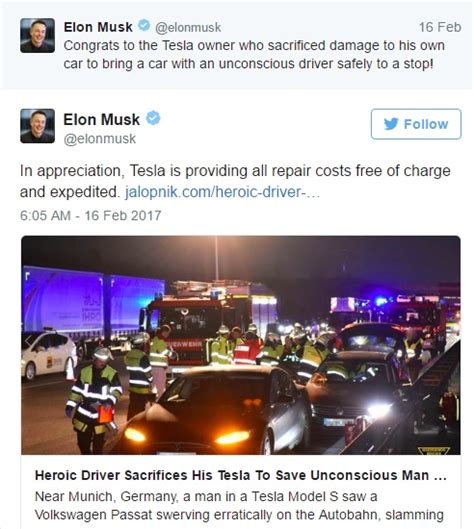 이러니 테슬라에 열광하지 엘론 머스크 생명 구한 모델s 수리비 쾌척