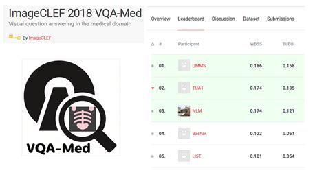 official results of imageclef 2018 vqa med participating teams