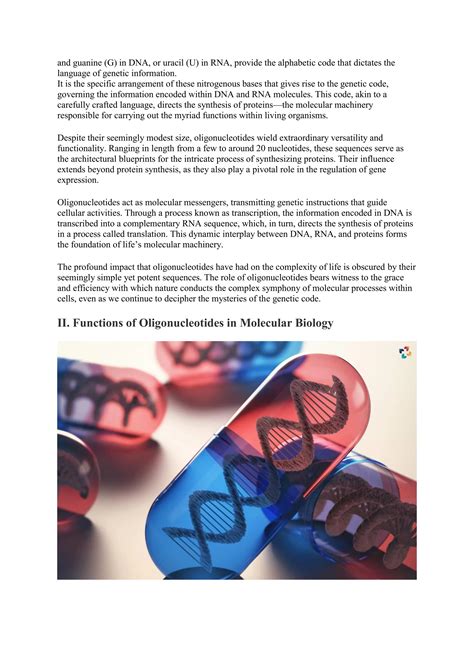 Wonders Of Oligonucleotides Structure Functions And Applications The Lifesciences Magazine