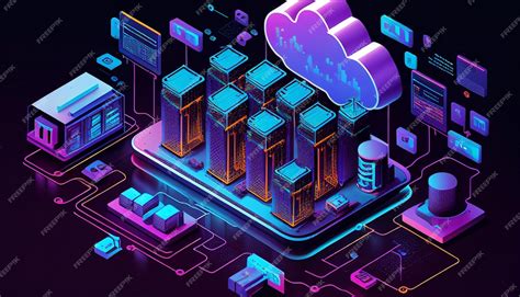 Premium Photo Cloud Computing An Isometric Representation Of A Modern